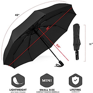 SIEPASA Two PackThe Original Portable Travel Umbrella - Umbrellas for Rain Windproof, Strong Compact Umbrella for Wind and Rain, Perfect Car Umbrella, Golf Umbrella, Backpack, and On-the-Go.(Black & Navy Blue, 2 Pack)