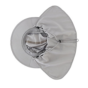 Home Prefer Sun Hats for Men Women Fishing Hat UPF 50+ Wide Brim Bucket Hat UV Protection Hat with Neck Flap Garden Beach (US, Alpha, One Size, Light Grey)