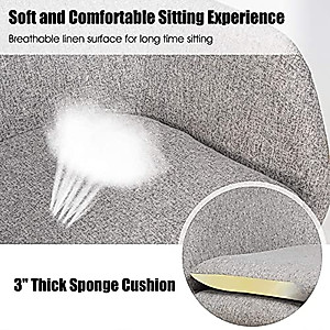 Giantex Accent Rocking Chair with Cushion, Upholstered Rocking Arm Chair w/Solid Steel Wood Leg, Modern Rocker Chair for Balcony, Bedroom (1, Grey)