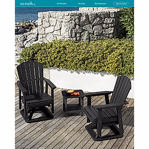 SERWALL Adirondack Swivel Glider Chair, HDPE Swivel Glider Set of 2 for Outdoor, All-Weather Glider Chair for Porch, Balcony, Midnight Black