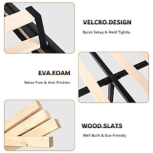 iPormis Queen Bed Frame with 16" Comfort Wingback & Charging Station, Upholstered Platform Bed with Button Tufted Storage Headboard, Solid Wood Slats Support, No Box Spring Needed, Dark Grey