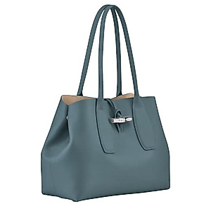 Longchamp 'Roseau' Leather Shoulder Tote Handbag, Blue