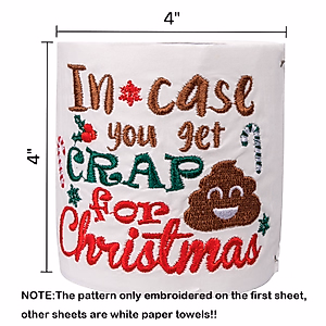 Christmas Embroidered Toilet Paper Decorations - Xmas Party/White Elephant/Gag Gift/Bathroom Decor