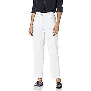 Ruby Rd. Women's Petite Classic 5-Pocket Fly Front Denim Jean, White, 8