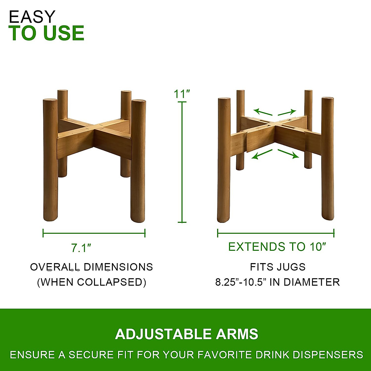 Adjustable Drink Dispenser Holder (6-11 Inch), Water Dispenser Stand - Fit Beverage Dispenser, 1-2 Gallon Glass Water Jar, 3-5 Gallon Water Jug Container, Water Filter Bottle, Water Crock Dispenser