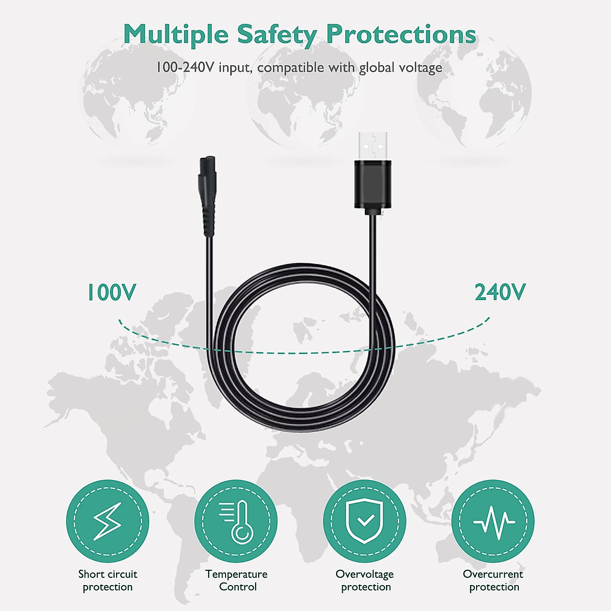 USB Charging Cord Compatible with Skull Pitbull, Palm, Butterfly Kiss and Beast Clipper PRO Shaver, Charger Adapter for Skull Pitbull Gold PRO Pitbull Platinum PRO Pitbull Silver PRO Razor Cord