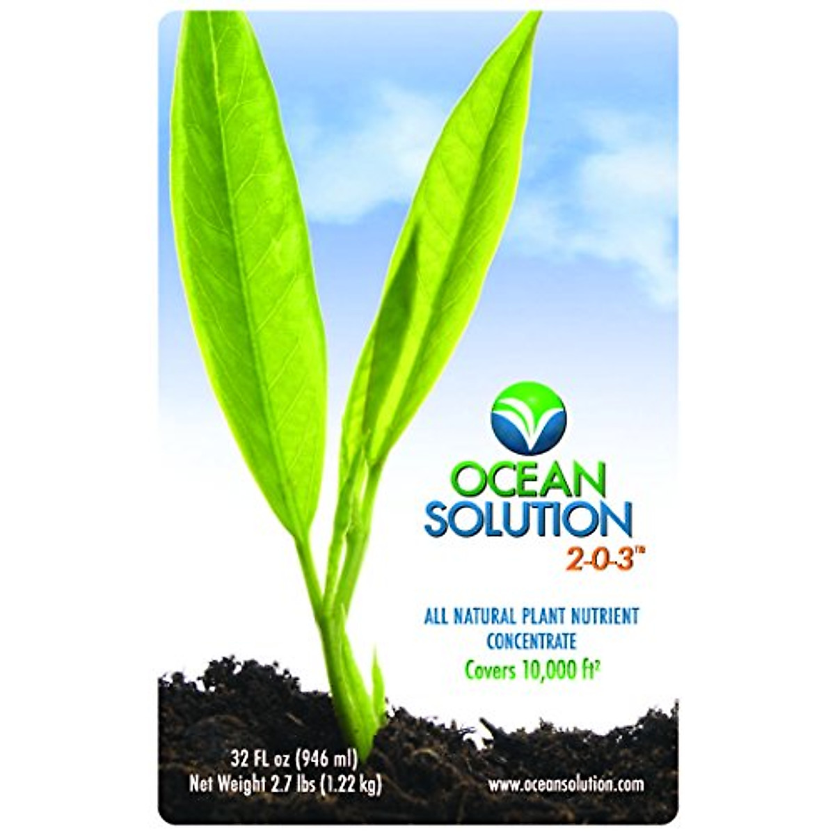 OceanSolution 2-0-3 - Plant Food - Liquid Organic Fertilizer for Gardens, Landscapes, Hydroponics (Organic Ocean Mineral Fertilizer Concentrate 1 Gallon Jug)