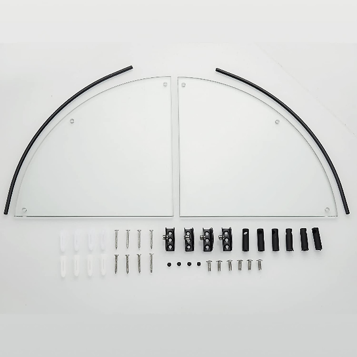 Halyuhn Bathroom Shower Corner Shelf, 9.5in Tempered Glass Bathroom Shelf for Bathroom Corner Shower Wall Mounted, 2 Tier Bathroom Organizers and Storage, Stainless Steel Rail