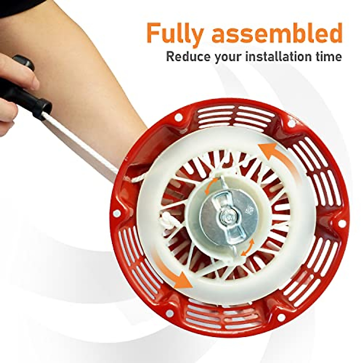 LUSQI Recoil Starter for Honda GX390 Lawn Mower Engines Motor， Pull Start Assembly for Honda GX340 Generator, Red Pull Starter for Honda Parts, 28400-ZE3-W01 28400-ZE3-W01ZA