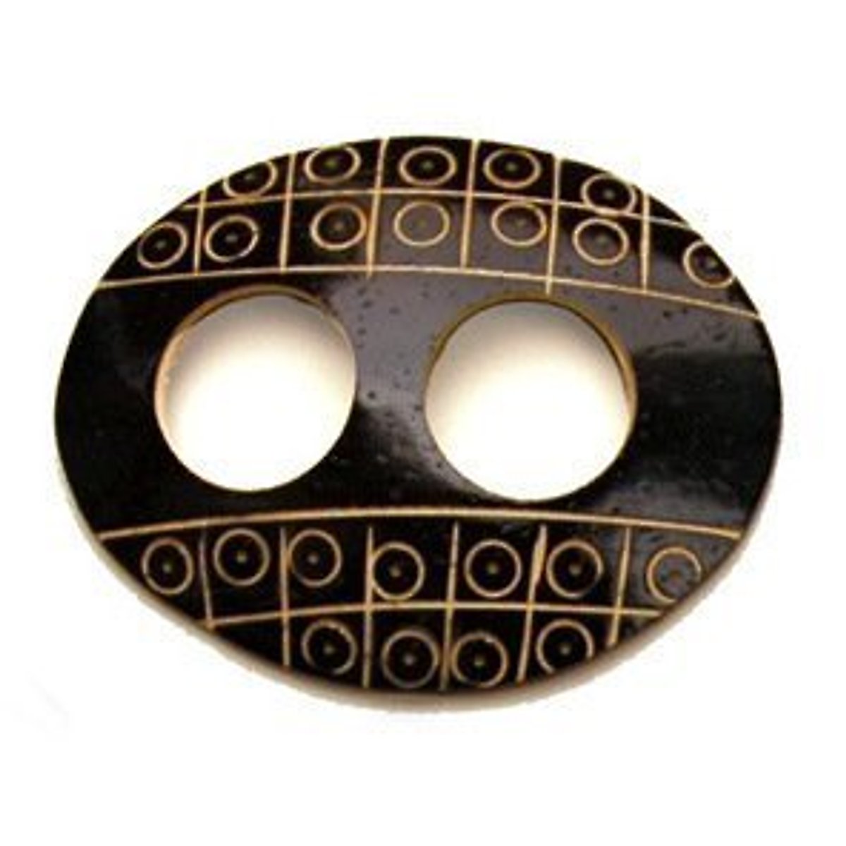 1 World Sarongs Engraved Coconut Sarong Ties - Oval