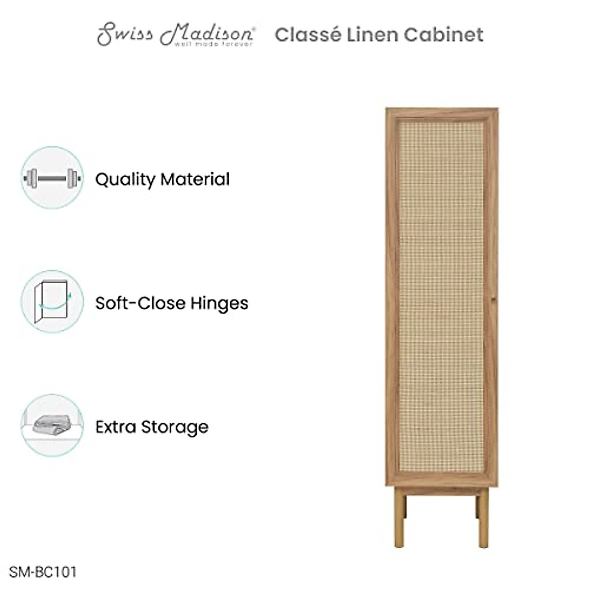 Swiss Madison Well Made Forever Classé 15" W x 60" H x 15" D Linen Cabinet in Oak