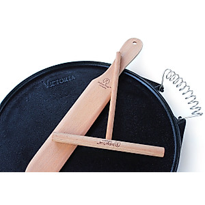 The ORIGINAL Crepe Spreader and Spatula Kit - 2 Piece Set (7” Spreader and 14” Spatula) Convenient Size to Fit Large Crepe Pan Maker | All Natural Beechwood Construction only From Indigo True Company