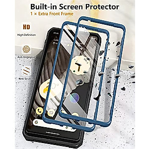 FNTCASE for Google Pixel 7-Pro Phone Case: Rugged Shockproof Protective Holster Clip & Kickstand Case with Built-in Screen Protector | Tough Dual Layer Heavy Duty Protection Cell Phone Cover (Blue)