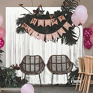 White Party Streamers Decoration - GREATRIL Foil Fringe Backdrop for Daisy Groovy Birthdays/Anniversary/Graduations/Bridal Shower/Cocktail/Prom/Gala - 3.2ft X 8.2ft - 2 Packs