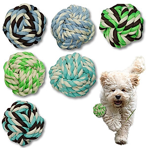 Otterly Pets 6 Pack Rope Balls for Small Dogs & Puppies - Durable, Interactive Chew Toys - for Playtime and Fetch- Ideal for Teething, Training, and Playtime