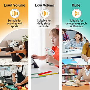 PINGKO Digital Kitchen Timer for Cooking - Visual Countdown Alarm Timers Small with Battery Loud Sound Large LED Display - Cute Baking Timers for Oven Food Classroom Desk Home Office Reading Bedroom