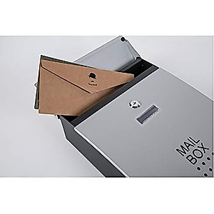 LIRONGXILY Mailboxes Wall-Mount Mailboxes Mailbox Outdoor Wall-Mounted European Villa Outdoor Community Household Mailbox Stainless Steel Mailbox Complaint Suggestion Box (Color : Silver)
