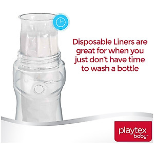 Playtex Baby Nurser Bottle with Disposable Drop-Ins Liners, for Breastfed Babies, 4 Ounce Bottles, 3 Count