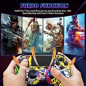 Nonbliep 2 Pack Wireless for PS4 Controller Compatible with Playstation 4/PS4 Slim/PS4 Pro with Turbo/6-Axis Motion Sensor/1000mAh Battery/Headphone Audio Replacement for PS4 Controller