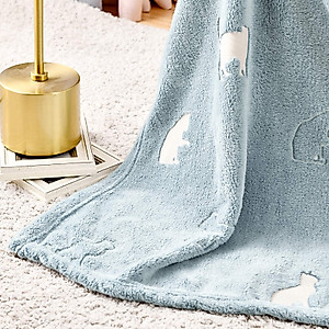 JINCHAN Dinosaur Glow in The Dark Blanket, Kids Throw Blanket for Boys and Girls Gift Green Lightweight Flannel Fleece Throw Blankets for Couch Bed Warm Soft Cozy Throw Winter Baby Blankets 50x60 Inch