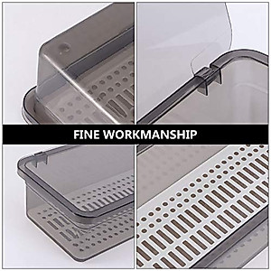 UPKOCH Plastic Kitchen Cutlery Tray With Lid And Drainer- Flatware Tray Kitchen Drawer Organizer Utensil Storage Container with Cover-- proof Dinnerware Holder ( Black ) Silverwear Box Organizer