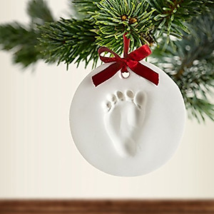 Tiny Ideas Baby's Handprint or Footprint Christmas Ornament, Easy No-Bake Keepsake Kit, Creative Holiday Gift for New and Expecting Parents, Clay
