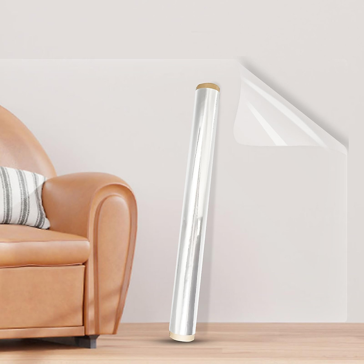 Clear Wall Protector Sheet, Non Adhesive Clear Contact Paper Peel and Stick, Static Cling Removable Wall Paper Sticker Pull and Stick, Wall Sticker Door Scratch Protector for Kitchen Cabinets, 6.6ft