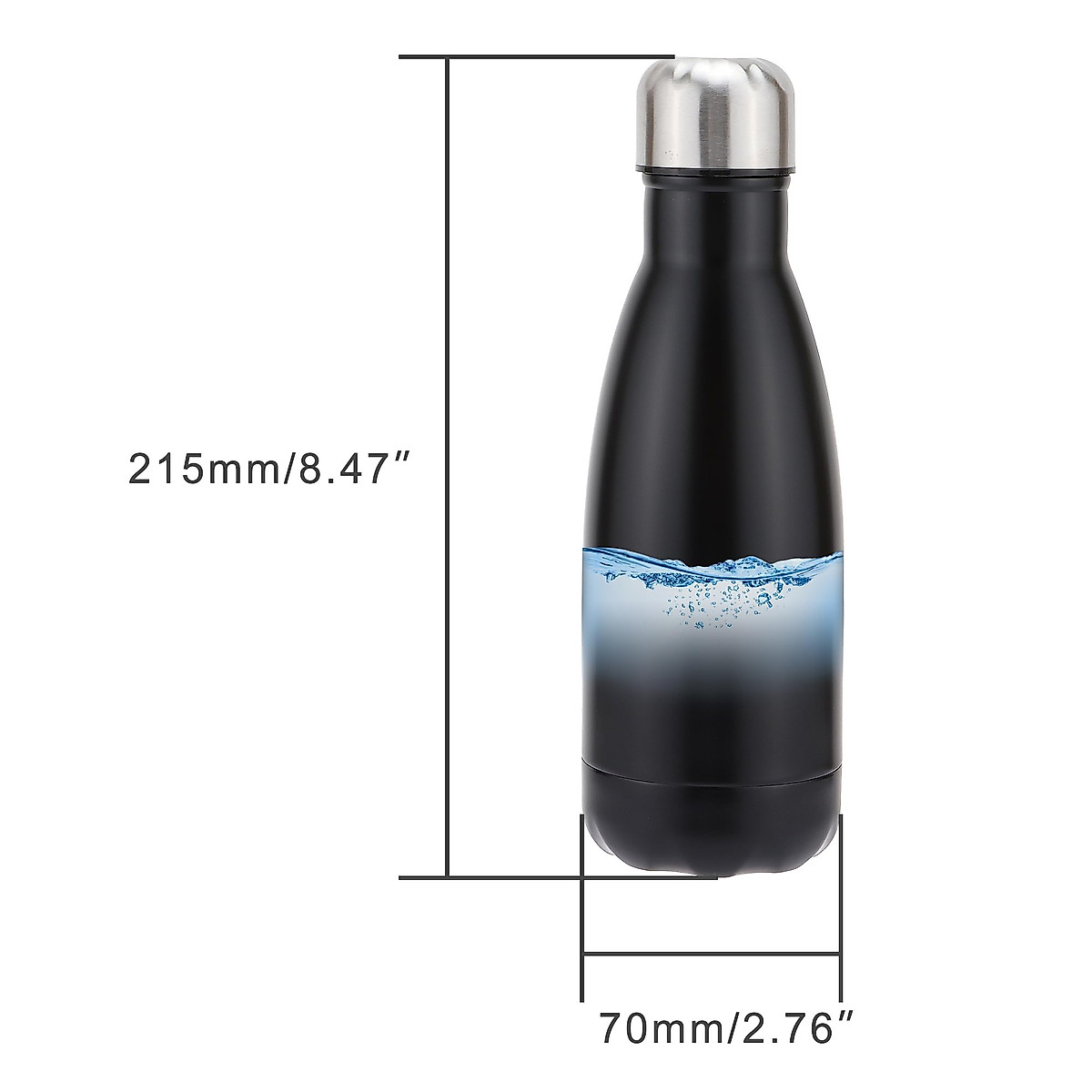 GOOFIT Stainless Steel Water Bottle 500 ml,Double-Walled Vacuum Insulated Thermos Flask Keeps Cold Hot Drinks 10 Hours,BPA-Free，Drinking bottle with Lid for Children, Toddlers, School, Nursery Black