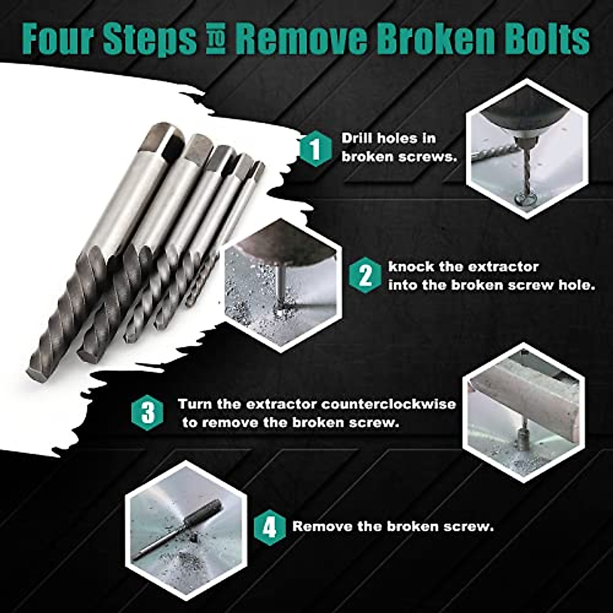 COMOWARE Screw Extractor & Left Hand Drill Bit Set- Broken Bolt Remover HSS M2, 10pcs with Metal Index Case