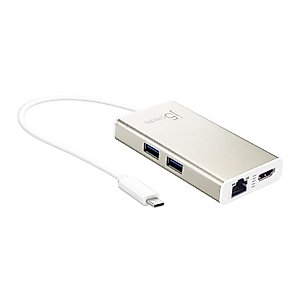 j5create USB C Hub Multi-Adapter Docking Station with HDMI 4K, 2X USB 3.1 SuperSpeed Ports, Ethernet, Power Delivery 2.0 (JCA374)