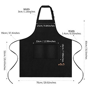 Viedouce 2 Packs Aprons Cotton,Cooking Kitchen Aprons,Adjustable Chef Apron with Pockets for Men Women,Black Aprons for Restaurant Garden Artist Garden BBQ,School,House
