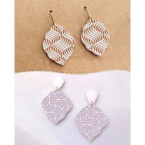 Puocaon Reusable Clay Silk Screen - 10 Pattern Silk Screen Stencils for Polymer Clay Jewelry Making, Boho Paisley Silk Screen Stencils for Polymer Clay, Vibral Geometric Silk Screens Floral Stencils