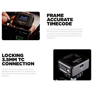 Deity TC-1 KIT Wireless Timecode Box 3 PCS,2.4G Radio,Timecode Accuracy 0.5ppm,8 Channel,Bluetooth 5.0,Max Range 250 FT, Support APP Control with 3 BNC Cable Wireless Timecode Generator