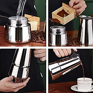 SWETON Stainless Steel Espresso Maker, Stovetop Espresso Maker, Coffee Maker, Moka Pot,300ml/6cup