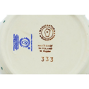 Authentic Polish Pottery 12 oz Bouillon Cup (Rustic Field Flowers Red Theme) + Certificate of Authenticity