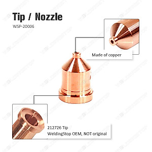 212726 Nozzle Tip for Miller Plasma Cutting Torch 80A ICE-80T ICE-80CX/TM ICE-100T ICE 100-TM PK-5