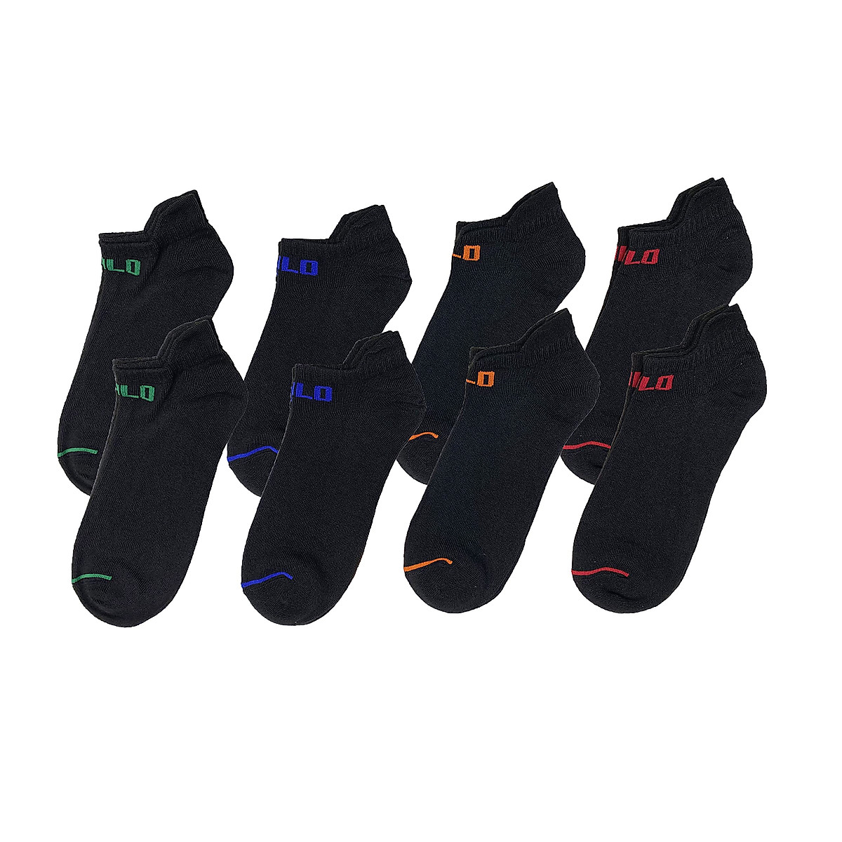 Polo Ralph Lauren Men`s Low Cut Socks 8 Pack (B(ZP827511PKN8)/R, 10-13)