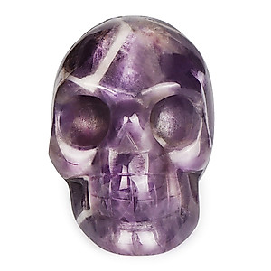 Artistone 2.0" Amethyst Crystal Halloween Skull Head Statue Crystals Healing Figurines,Carved Purple Human Bone Skull Stone Sculpture for Home,Office,Kitchen Decor