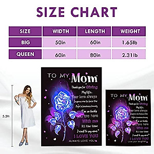 PLURECIL Gifts for Mom from Daughter, Blanket for Mom Gifts for Birthday for Mom from Daughter,I Love You Mom Warm Winter Fleece Flannel Throw 60"x50"