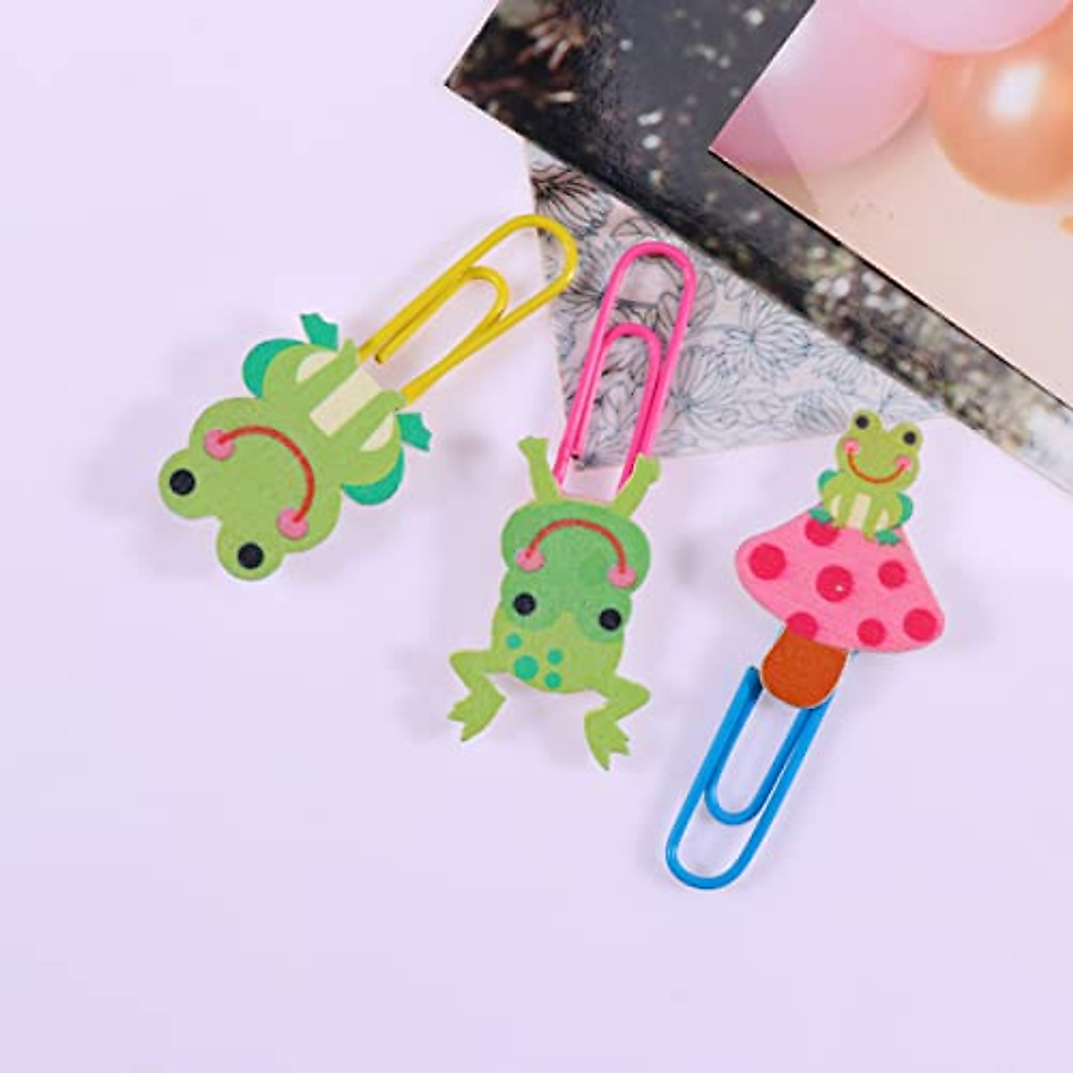 Toyvian Fun Frog Paper Clips, Creative Animal Shape, Small Paper Clips Bookmarks, Cute Paper Clips Frog Mushroom Paper Clips, Funny Desk Accessories Decor, Markers for Office Supplies 5 Pieces