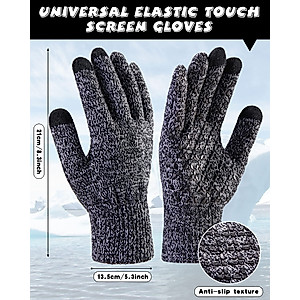 10 Pieces Winter Hat Beanie Scarf Touch Screen Gloves and Sock Set Slouchy Knit Skull Cap Beanies Fleece Lining Neck Warmer (Black, Gray)