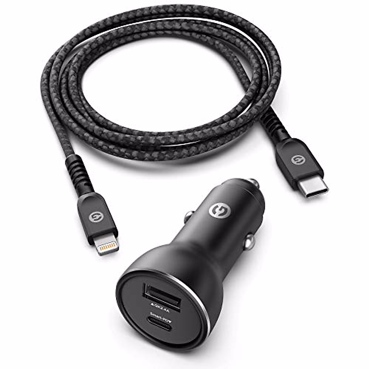 PD Compatible with iPhone 12/13/14 Car Charger - Apple Certified USB C to Lightning Cable (Ultra-Fast Charging) Dual Port Vehicle Adapter for iPhone XR, Xs,11, 12, 13 Pro Max (30W)
