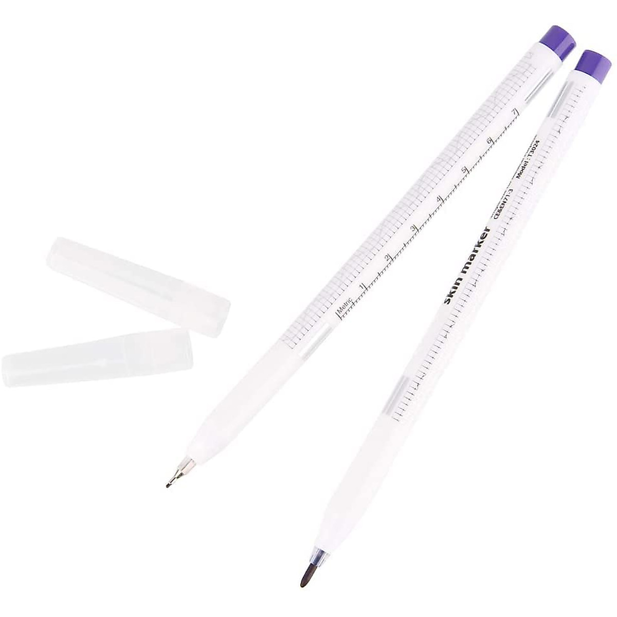 Beauty7 Tattoo Skin Markers Pen Piercing Eyebrow Tattoo Pen Surgical Tip 0.5mm/1mm Body Art Scribe Marking Tool with Ruler (1 Pack)