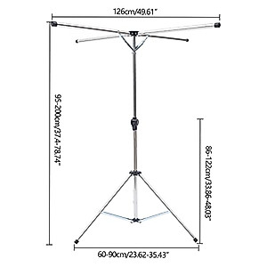 Leblett Tripod Clothes Drying Rack,Foldable Portable Space Saving Laundry Drying Rack High Capacity 4 Poles,Height-Adjustable with 10 Hooks for Outdoor and Indoor Home Use