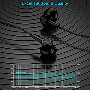 TITACUTE 3.5mm Earbuds Noise Canceling Headphones with Microphone Magnetic in-Ear Wired 3.5mm Jack Earphone for Moto G Power Pure Google Pixel 4a 3a 5a Samsung S10 S10e S9 A03s A52 A14 A12 A13 Black