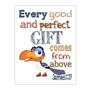 Zazu Lion King Christian Bible Verses Quotes Nursery Kids Room Unframed Print - Every Good and Perfect Gift Comes From Above - James 1:17