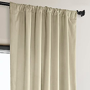 HPD HALF PRICE DRAPES Blackout Solid Thermal Insulated Window Curtain 50 X 84 Signature Plush Velvet Curtains for Bedroom & Living Room (1 Panel), VPYC-SBO161204-84, Angora Beige