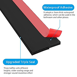 Ainiv 2 Pack Door Draft Stopper Under Door Seal, 2" W x 39" L Cutable Soundproof Door Seal, Adhesive Under Door Sweep for Exterior & Interior Doors Dust and Noise Insulation Weather Stripping-Black