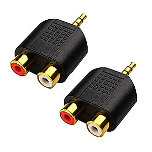CERRXIAN LEMENG (2-Pack of) Gold Plated 3.5mm Stereo to 2-RCA Male to Female Adapter,Audio Splitter Adapter, Dual RCA Jack Adapter