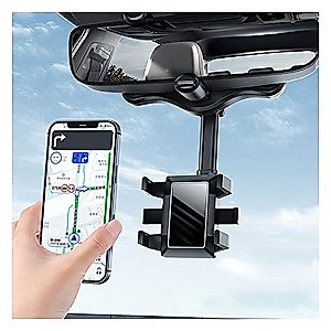Turcee Car Mearview Mirror Bracket,360°Rotatable and Retractable Car Phone Holder,for iPhone and All Smartphones